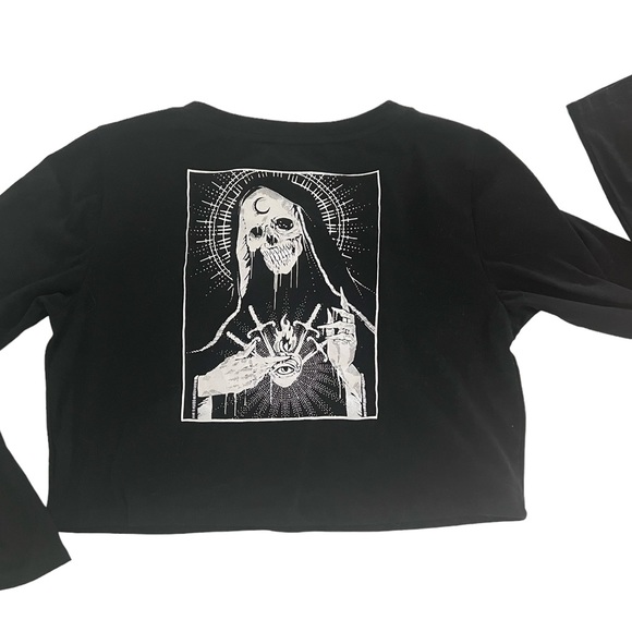 cresent moon | Tops | Goth Witchycore Long Sleeve Cropped T Shirt ...